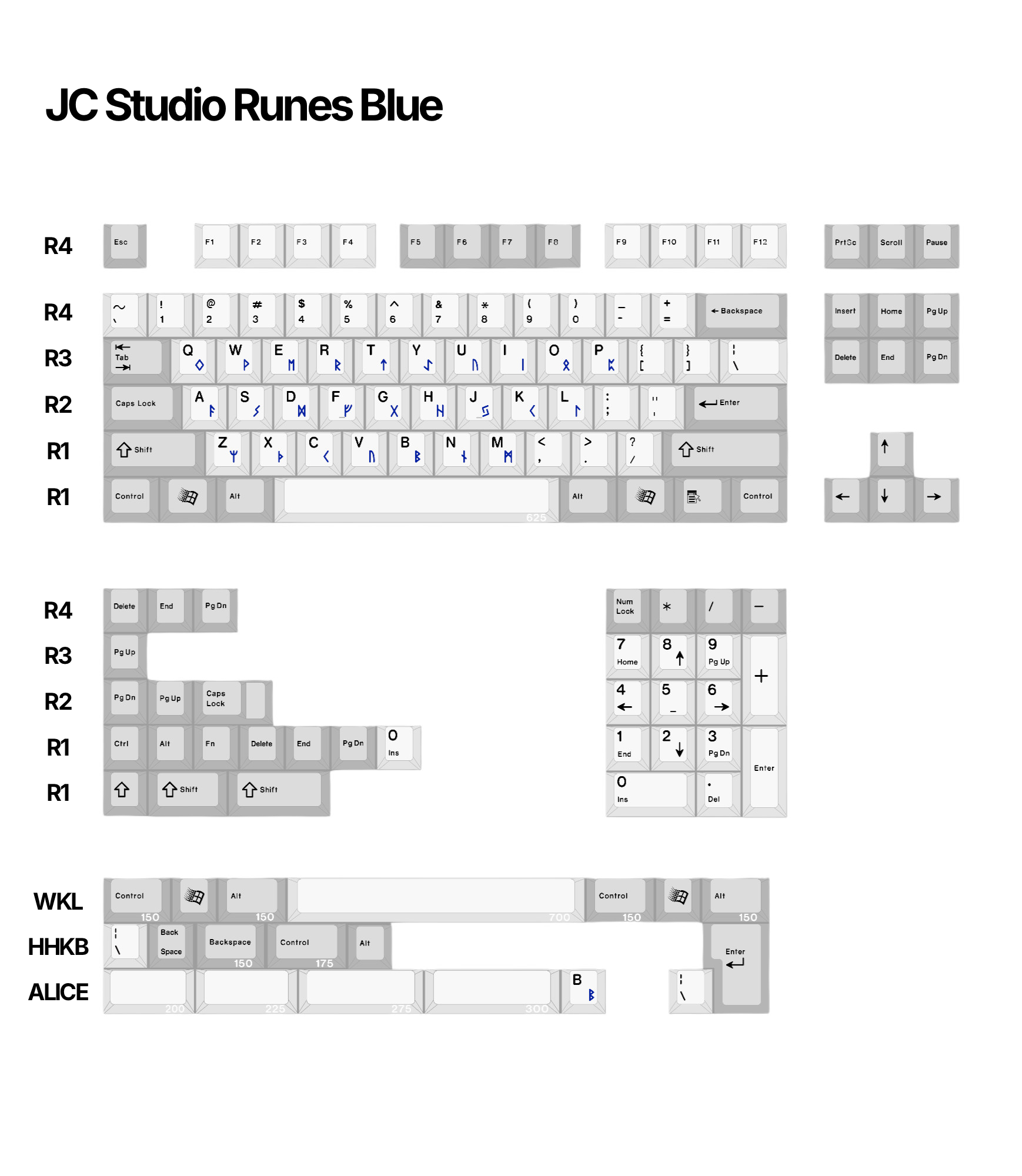 JC Studio Runes Blue Keycap Kit · Milktooth